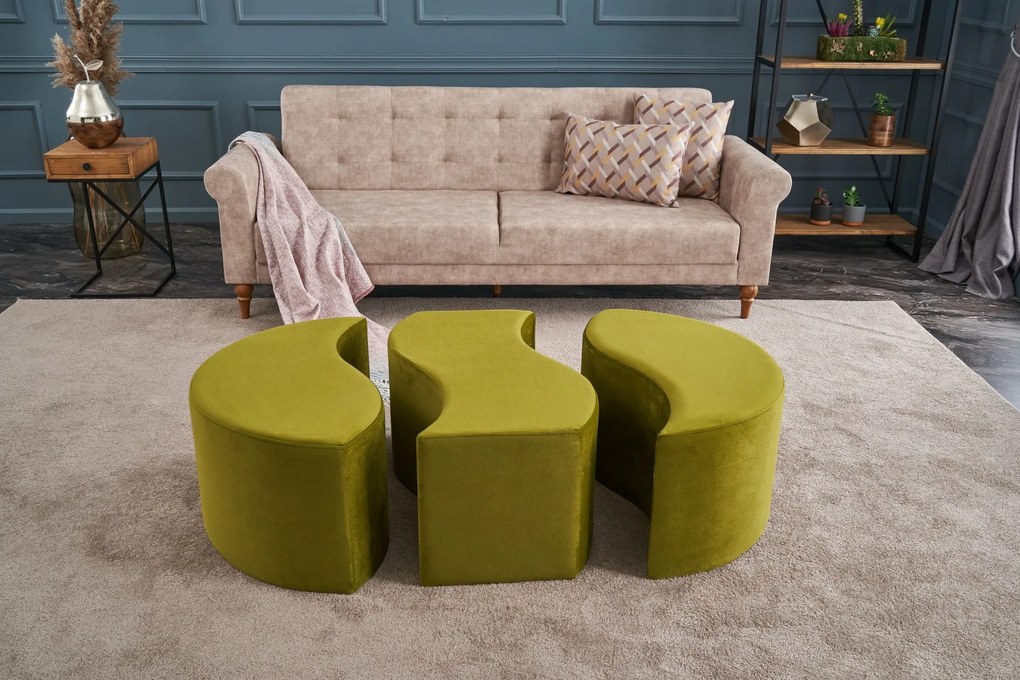 Atelier del Sofa Taburet Alya Puf - Green, Zelená