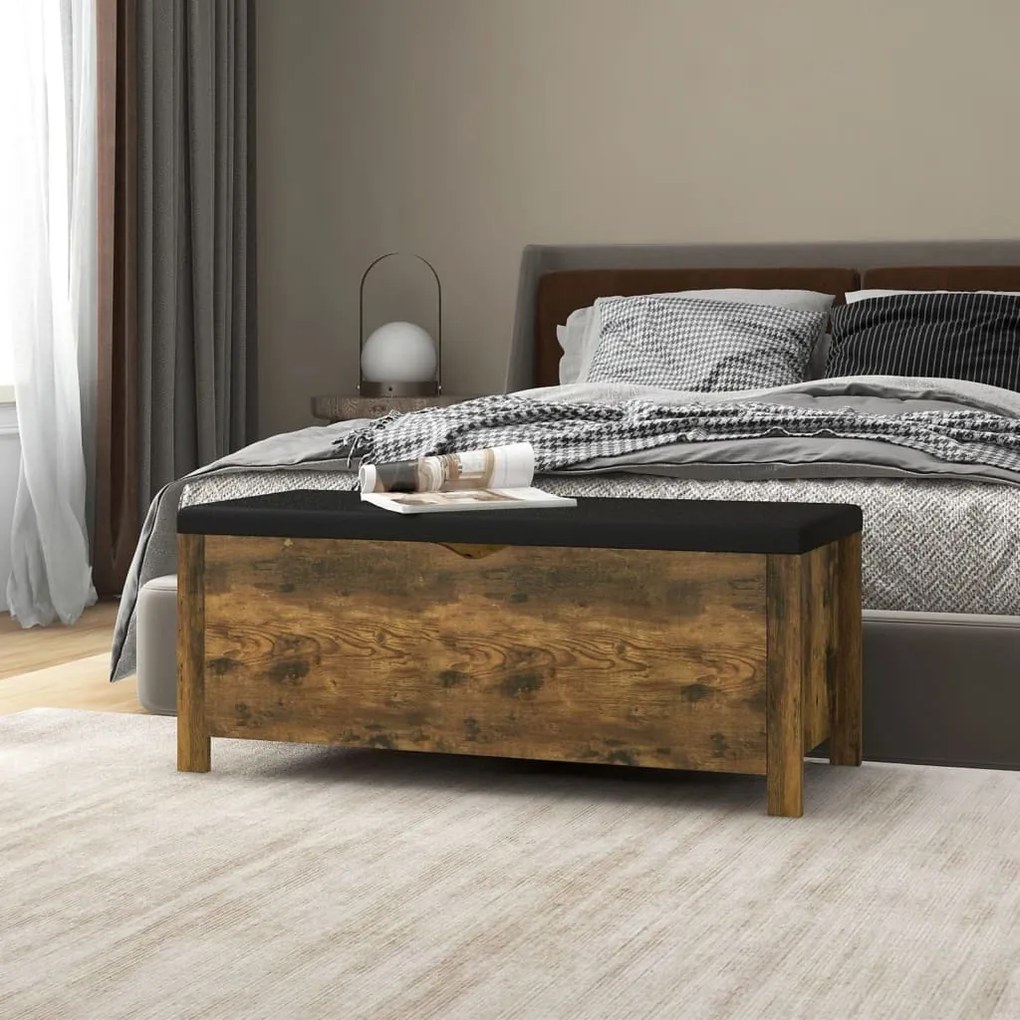 Úložný box s poduškou kouřový dub 105x40x45cm kompozitní dřevo 326776