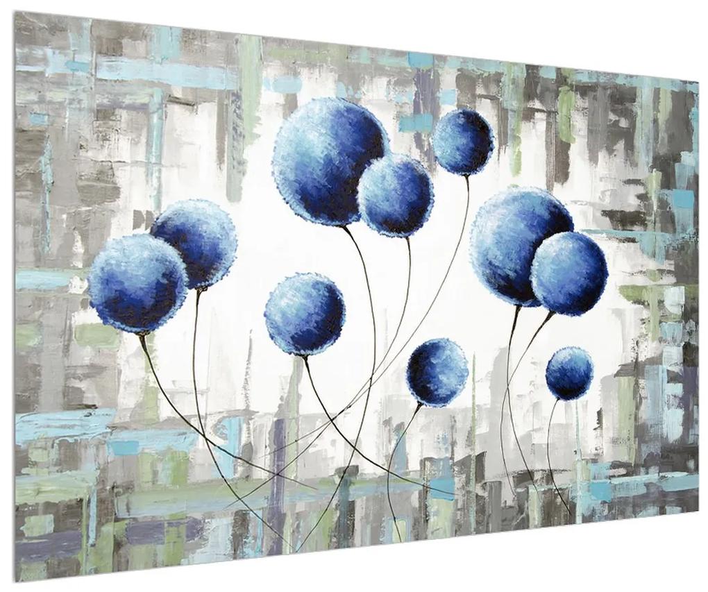Abstraktní obraz - modré balónky (120x80 cm)