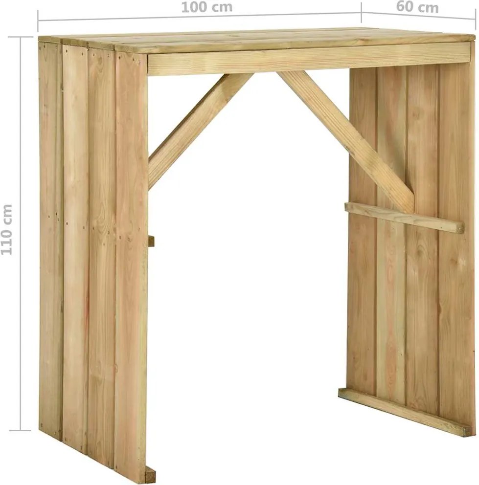 Barový stůl 100 x 60 x 110 cm impregnovaná borovice 318416