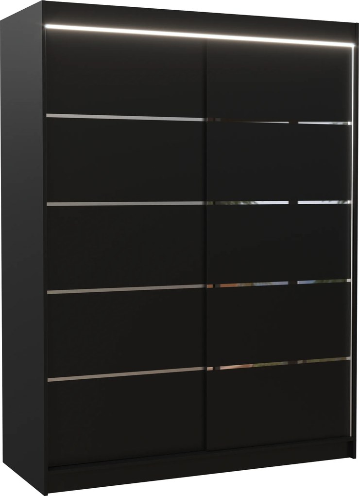 ADRK Furniture Posuvná skříň s LED osvětlením LUFT 150 SW-LUF-B-150+L-V140