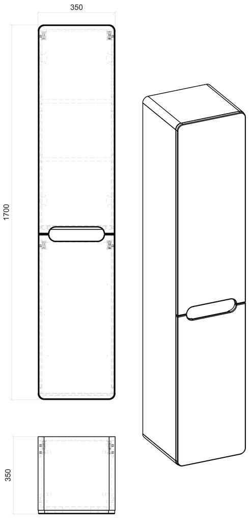 Koupelnová závěsná skříňka BÁRA - vysoká s košem na prádlo