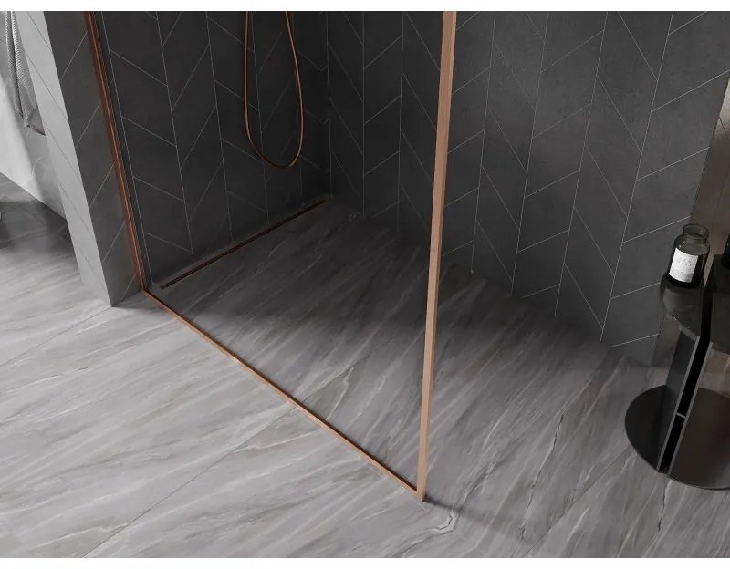 Mexen, Mexen Kioto-XF sprchová stěna s rámem 60 x 202 cm, průhledná 10 mm, broušená měď - 800-060-104-65-00-X