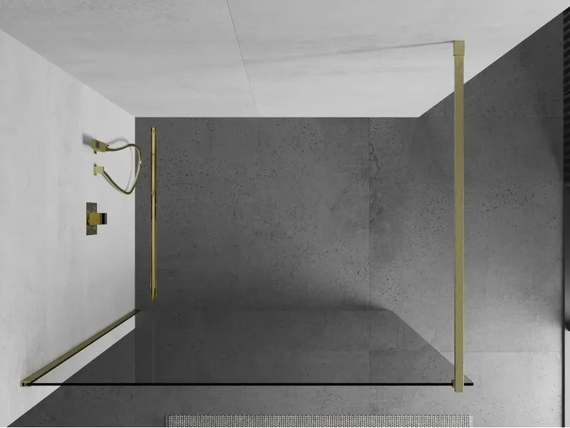 Mexen Kioto, sprchová zástěny typ Walk-In 120 x 200 cm, 8mm čiré sklo, zlatý matný profil, 800-120-101-55-00