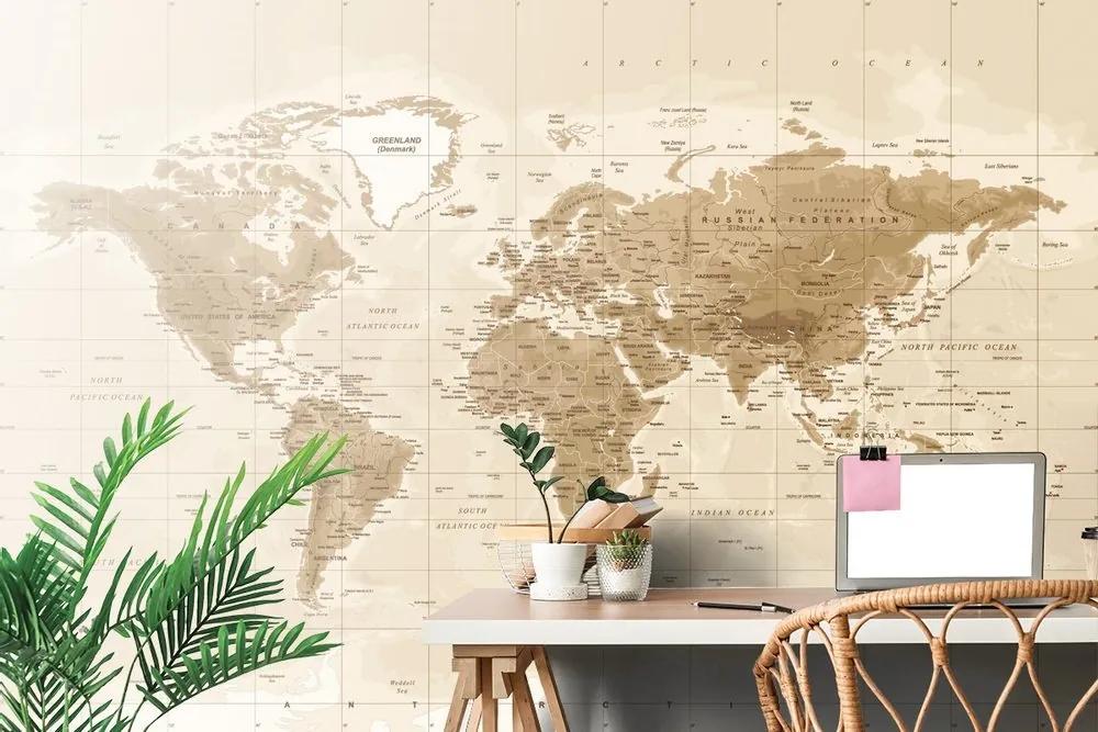 Samolepící tapeta nádherná vintage mapa světa - 225x150 cm