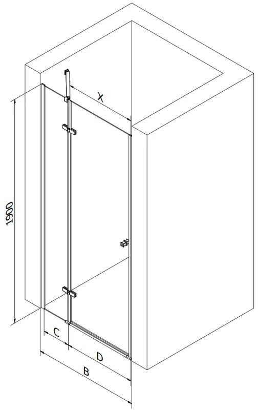 Mexen ROMA sprchové otevírací dveře ke sprchovému koutu 115 cm, 854-115-000-01-00