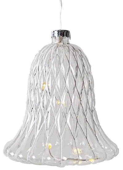 LED skleněný zvonek, čirý, Ø 9 × 10 cm, 5 diod, IP20 interiér, 1× AAA