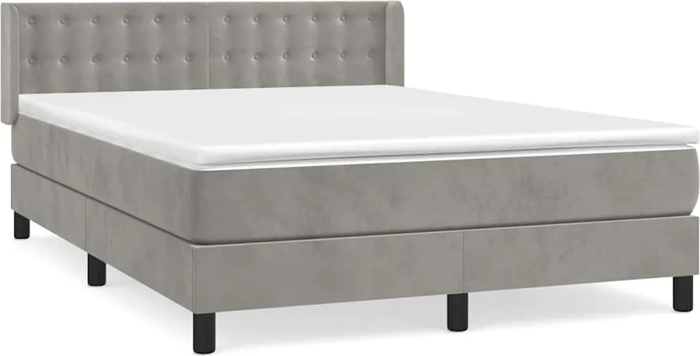 Box spring postel s matrací světle šedá 140x190 cm samet 3131195