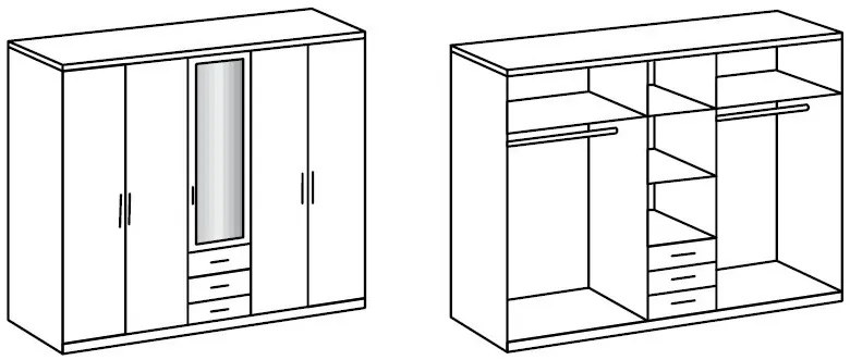 Šatní skříň Ben, 225 cm, prkenný dub/bílá
