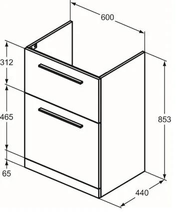 Ideal Standard i.Life A Skříňka pod nábytkové umyvadlo 60 cm, šedý křemen matný T5273NG