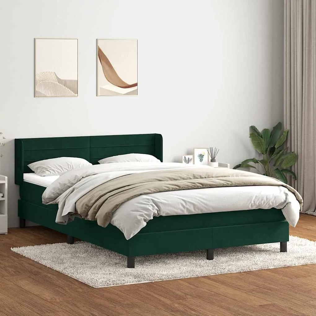 Box spring postel s matrací tmavě zelená 160x220 cm samet 3318246