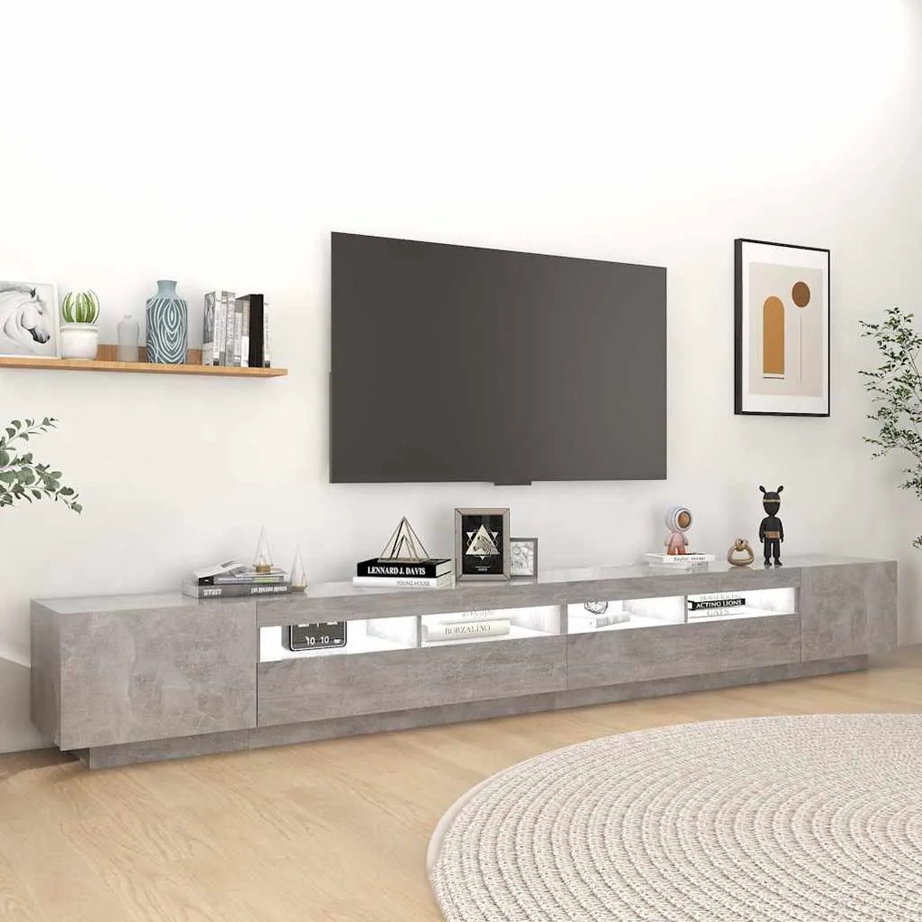 TV skříňka s LED osvětlením betonově šedá 300 x 35 x 40 cm 3081928