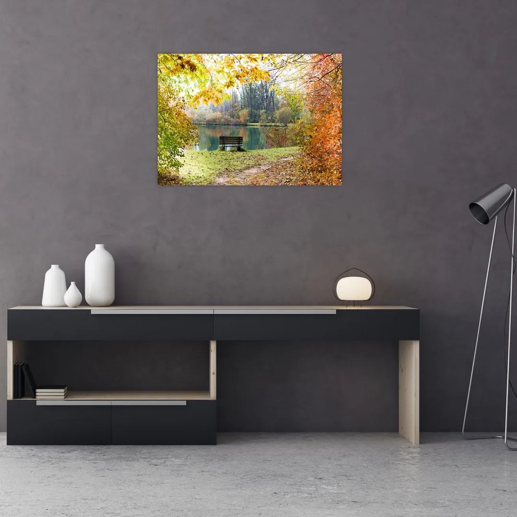 Skleněný obraz rybníka (70x50 cm)