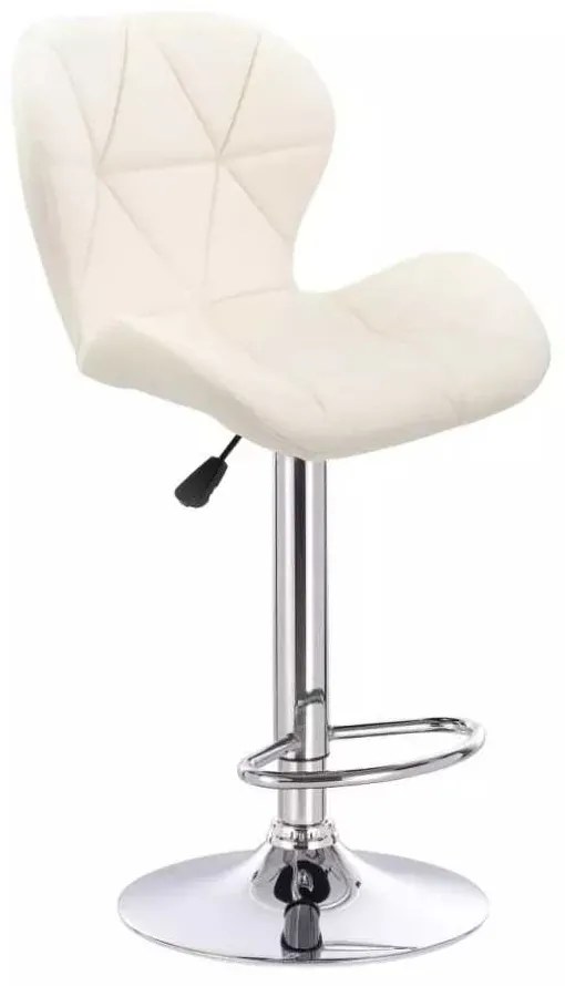 LuxuryForm DESIGN Barová židle LIVIO VELUR na stříbrné kulaté podstavě - krémová