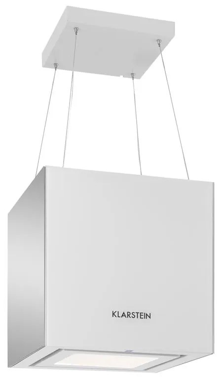 Kronleuchter, digestoř, 45 cm, ostrůvková, 600 m³/h, LED, sklo, zrcadlové strany, bílá