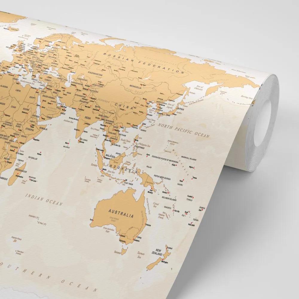 Samolepící tapeta mapa světa s vintage nádechem