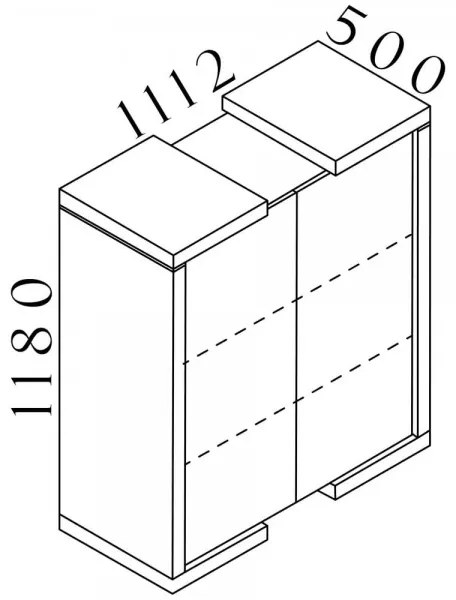 Střední skříň Lineart 111,2 x 50 x 118 cm / Jilm světlý a antracit