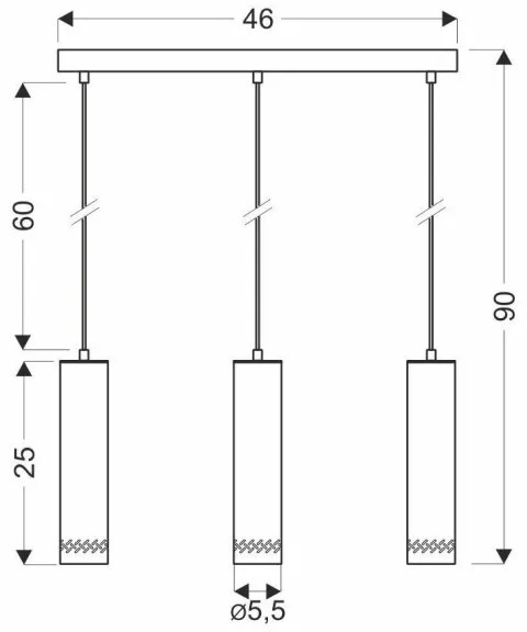 Lustr na lanku TUBO 3xGU10/25W/230V