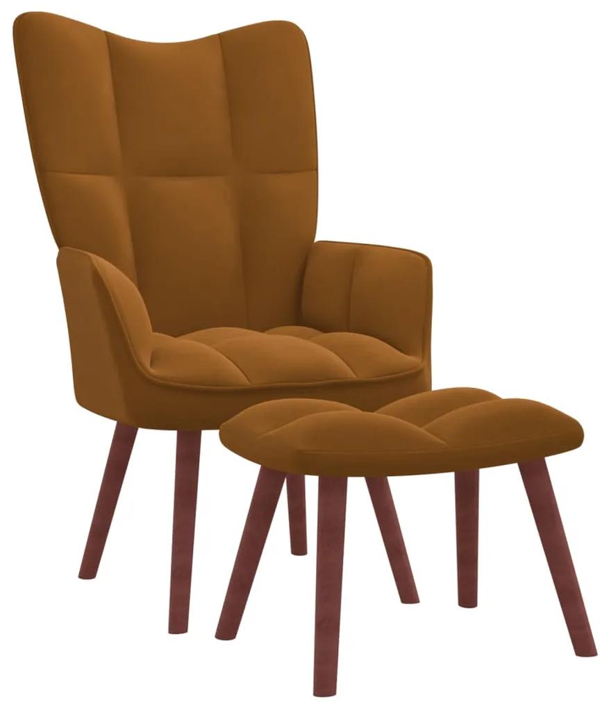 Relaxační křeslo se stoličkou hnědé samet,  328070