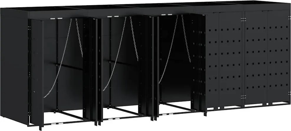 Úložný box na 5 popelnic Černá 340 x 77,5 x 121,5 cm 3394741