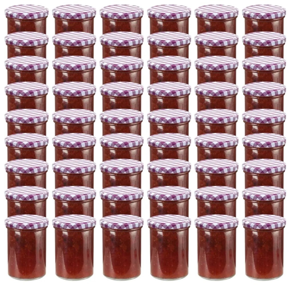 50816 vidaXL Zavařovací sklenice s fialovobílými víčky 48 ks 400 ml
