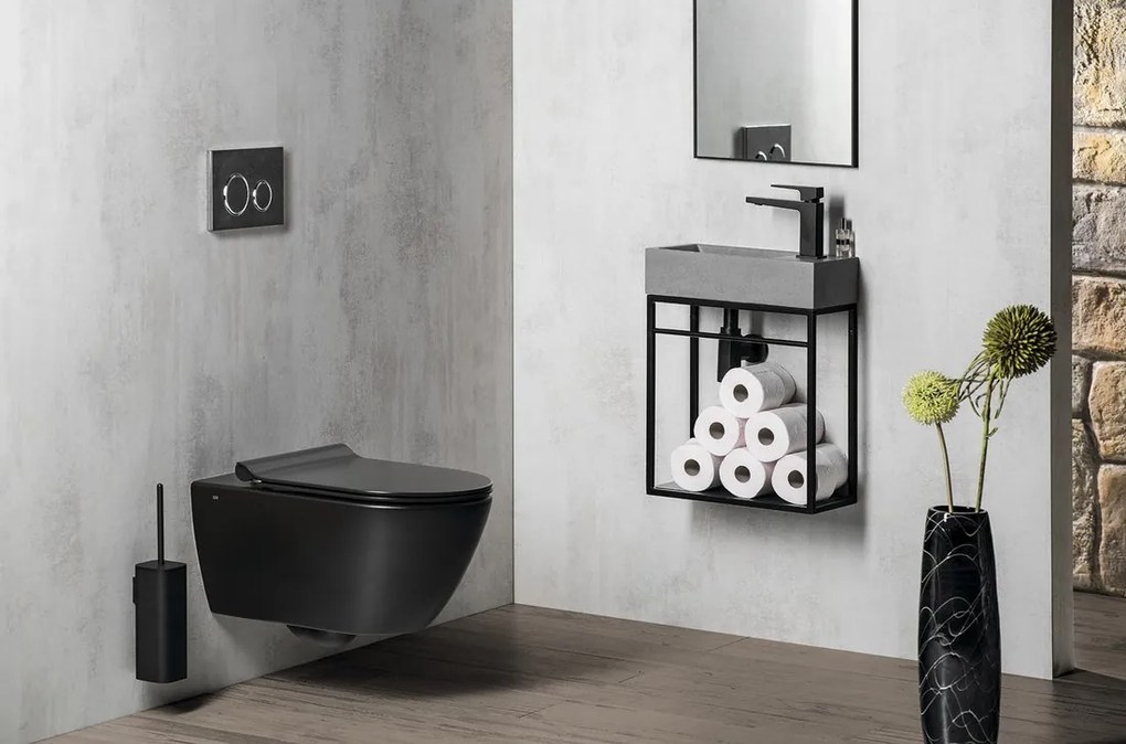 GSI GSI, PURA závěsná WC mísa, Swirlflush, 55x36 cm, černá dual-mat, 881526