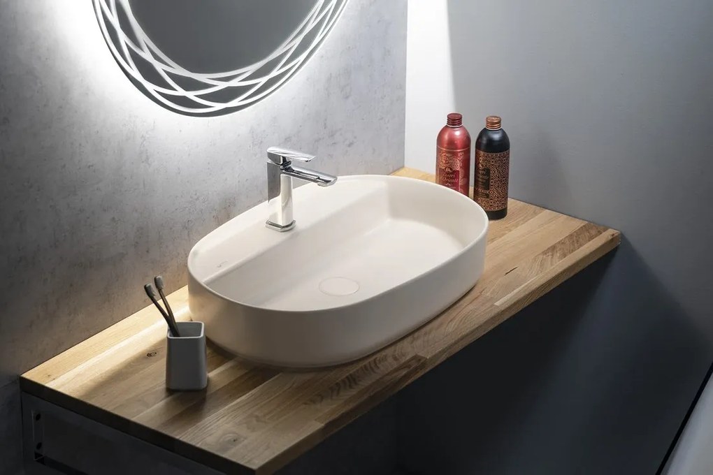 Isvea Isvea, INFINITY OVAL keramické umyvadlo na desku, 60x40 cm, Ivory, 10NF65060-2K