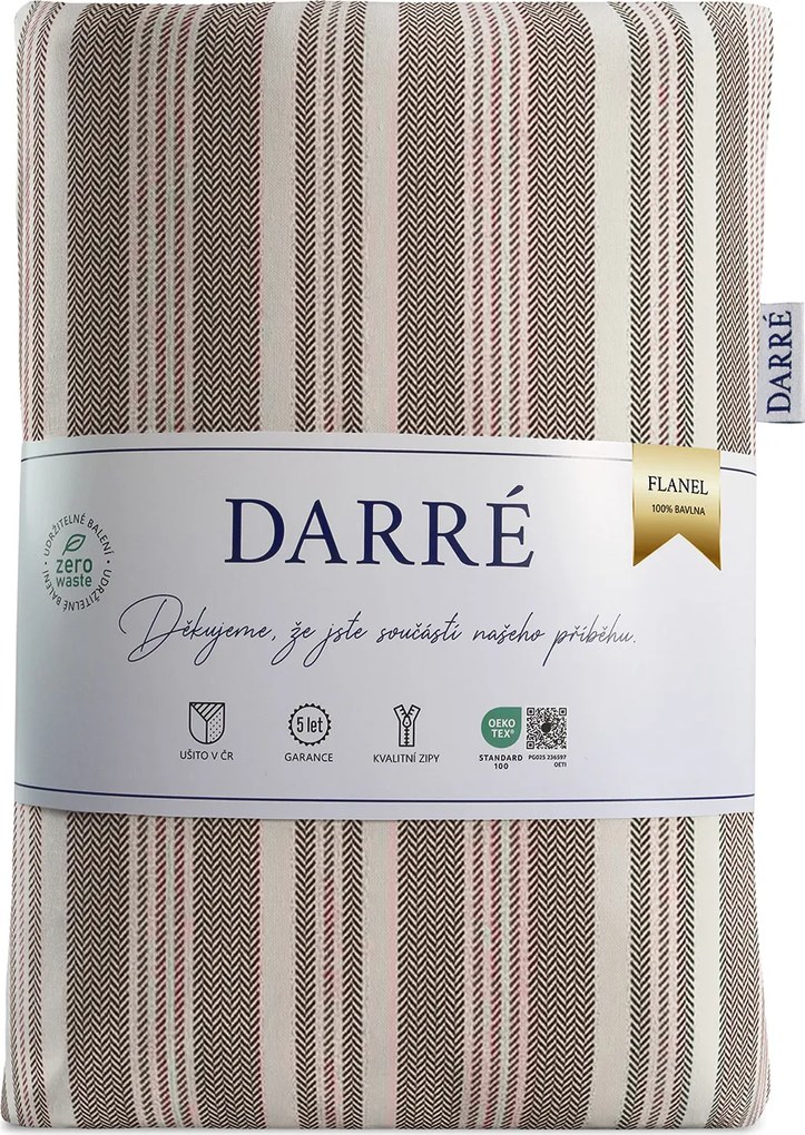 Flanelové prodloužené povlečení Bordové proužky Velikost: 140 x 220 + 70 x 90