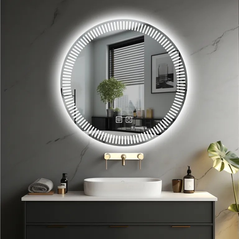 Kulaté LED koupelnové zrcadlo Ø70 s odmlžováním, infinity