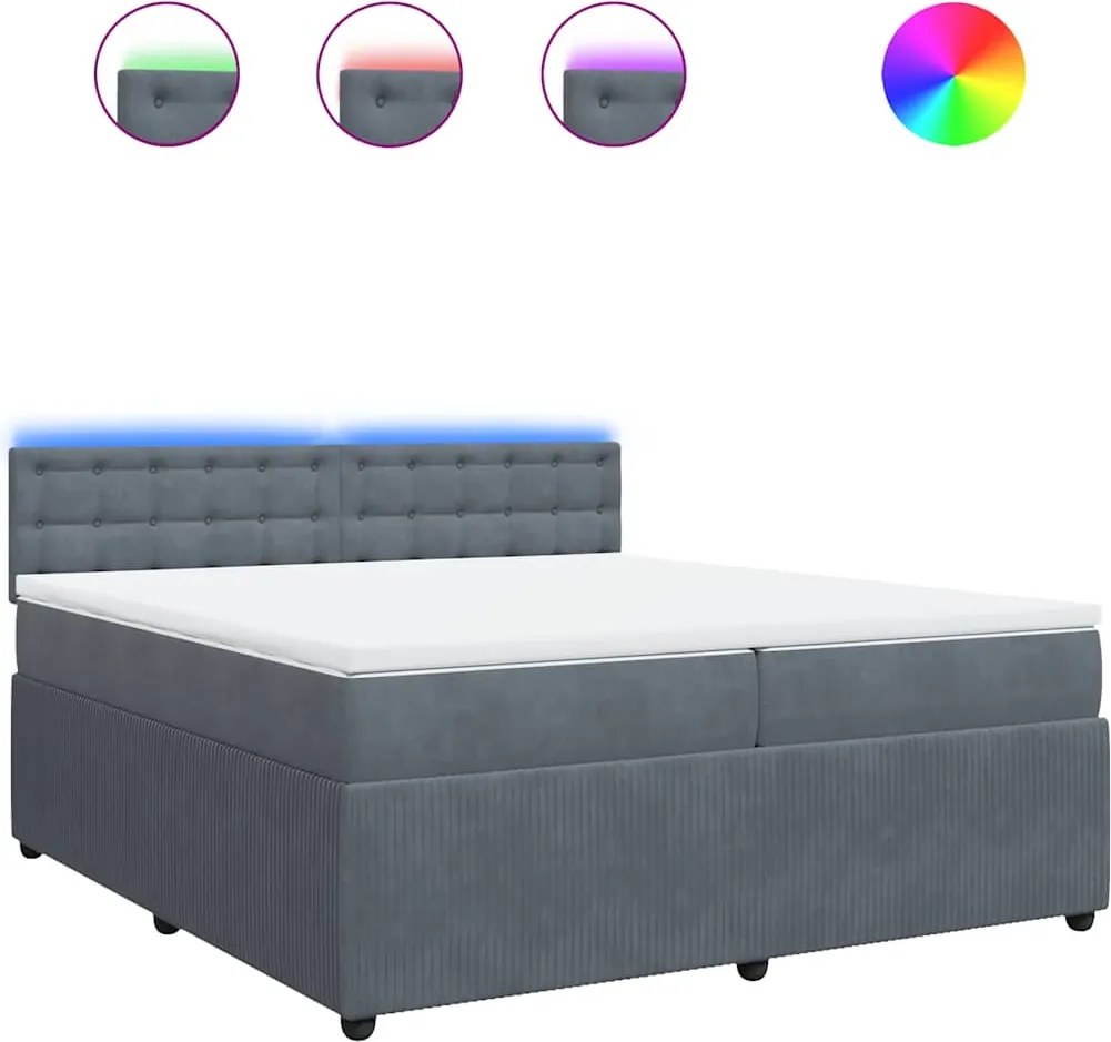 Box spring postel s matrací tmavě šedá 200x200 cm samet 3290143