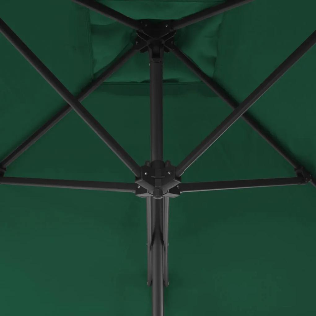 vidaXL Zahradní slunečník s ocelovou tyčí 250 x 250 cm zelený