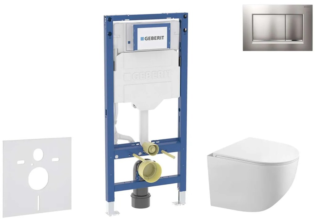 Geberit Duofix - Set předstěnové instalace, klozetu Gaia a sedátka softclose, tlačítko Sigma20, chrom mat/chrom SANI11CA1128B