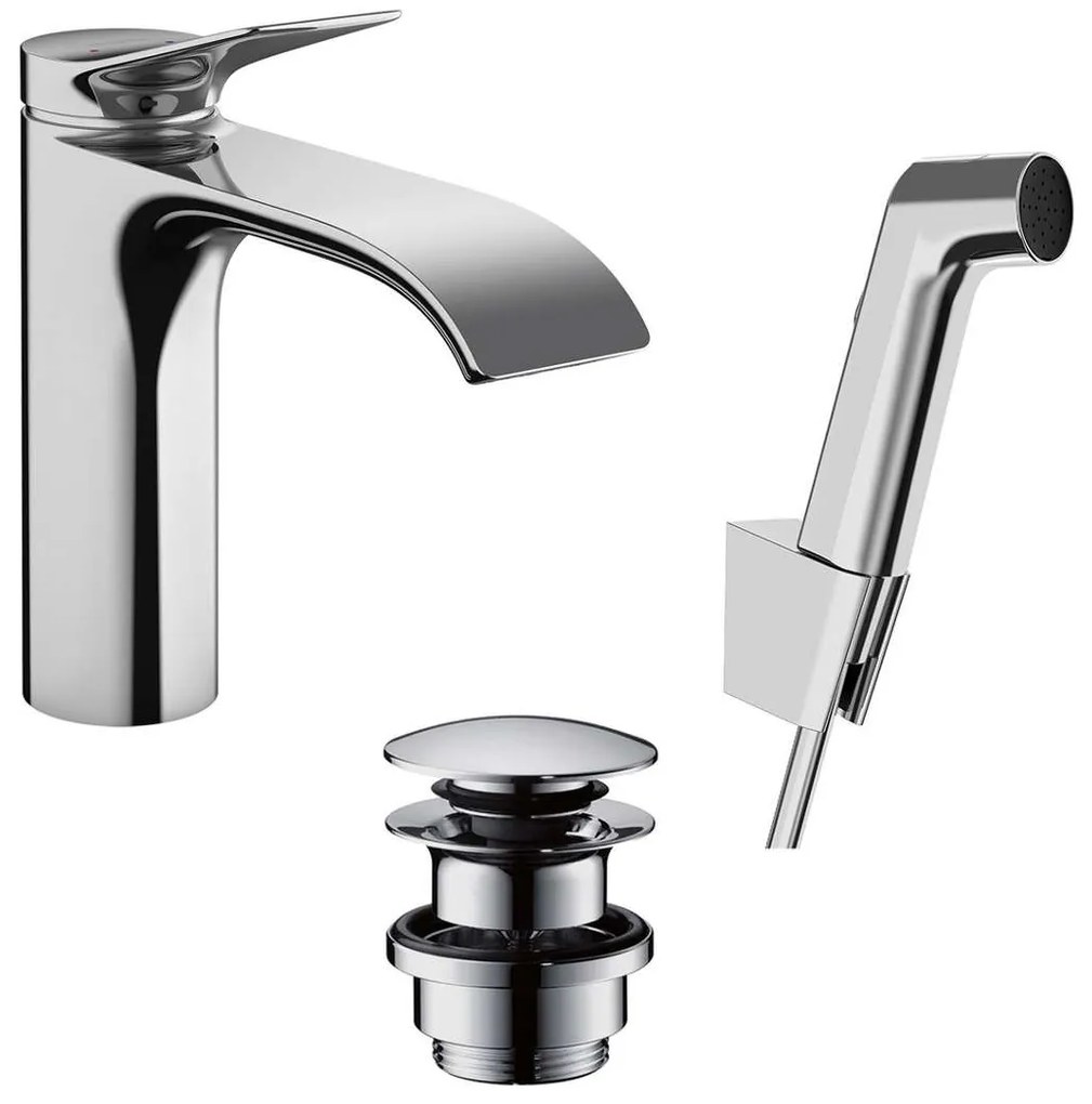 Hansgrohe Vivenis - Umyvadlová baterie s výpustí Push-Open a bidetovou sprškou, EcoSmart, chrom 75210000