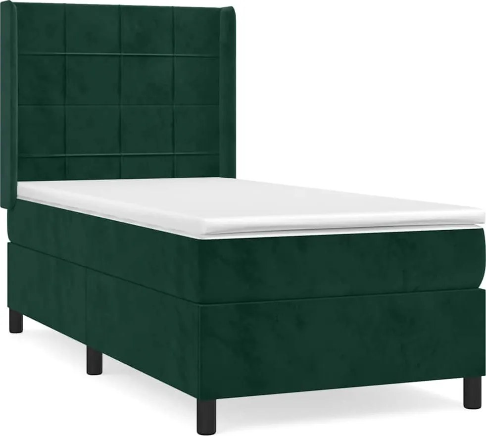 Box spring postel s matrací tmavě zelená 80 x 200 cm samet 3132648
