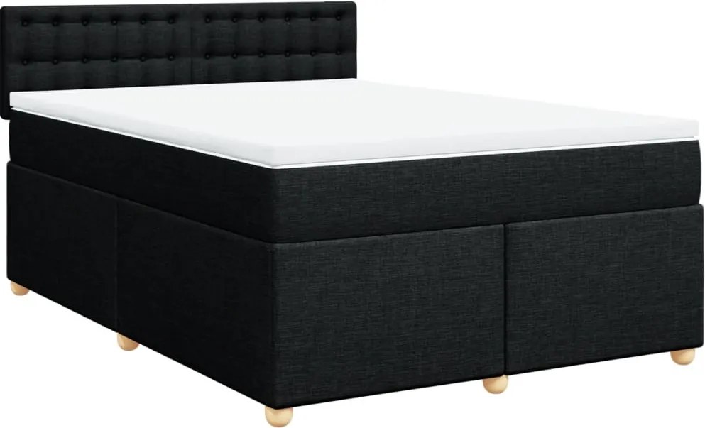 Box spring postel s matrací černá 140x200 cm textil 3286719