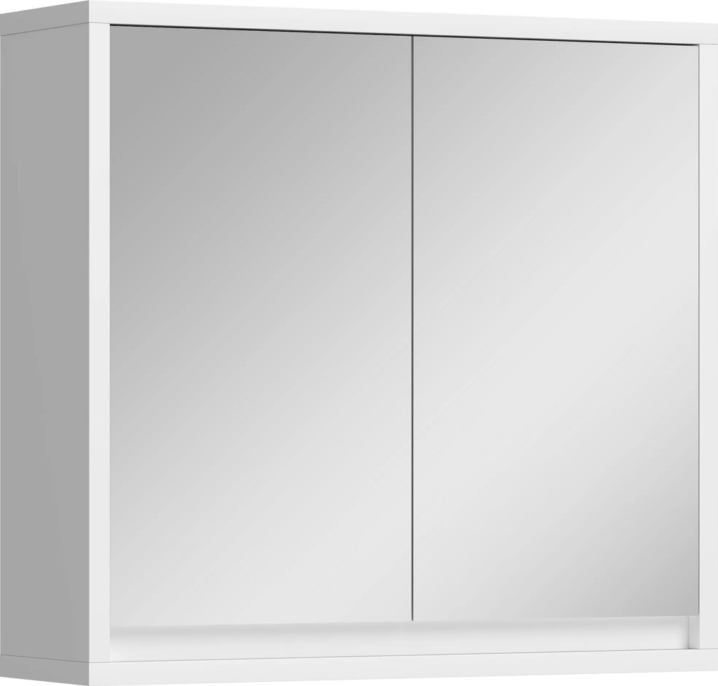 Koupelnová skříňka HOMCOM se zrcadlem, 2 dveřmi a nastavitelnou policí, závěsná koupelnová skříňka pro toaletu, moderní styl 48x14,5x45 cm Bílá