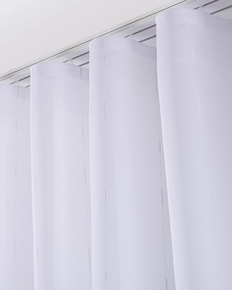 Záclona na řasící pásce Wave barva bílá látka poloprůhledná, pletený vzor, vzorované