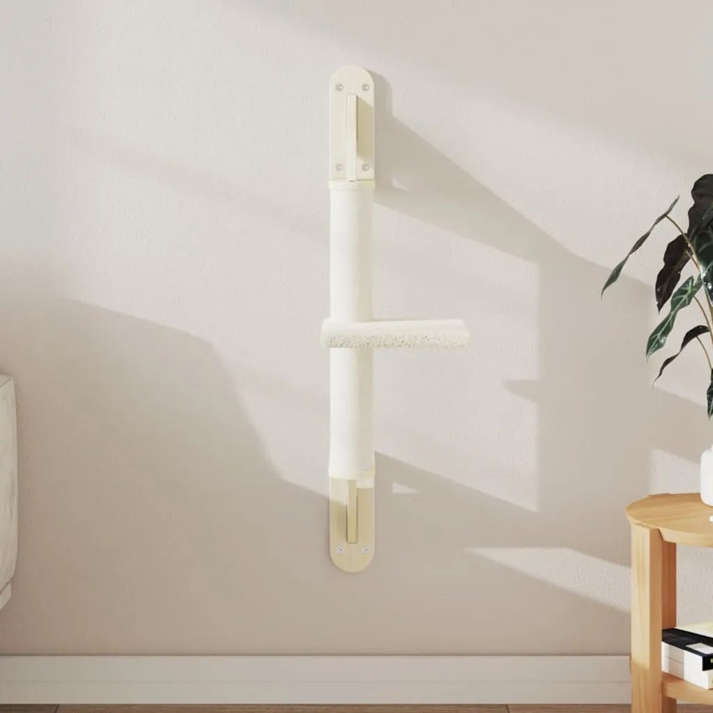 Nástěnné škrabadlo pro kočky se sloupkem krémové 85,5 cm 172392