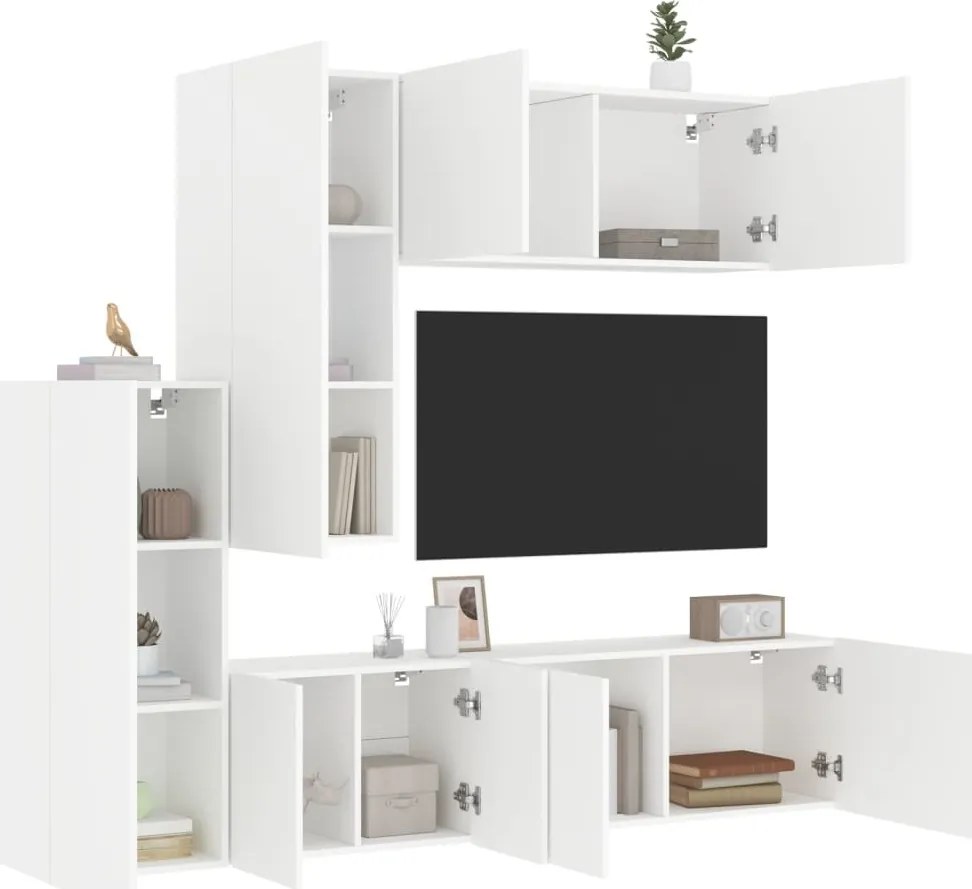 vidaXL 5dílná obývací stěna kompozitní dřevo [3216491] Barva: Bílá