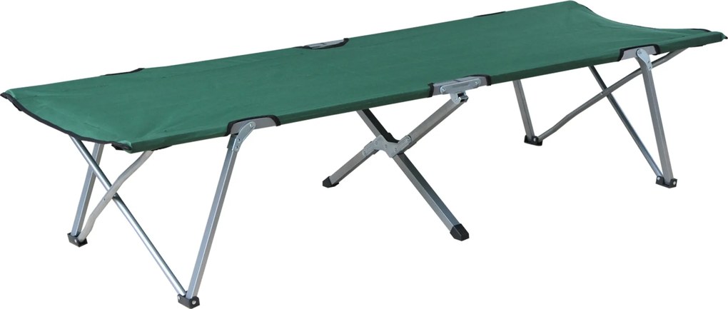 Outsunny Skládací Kempingová Postel s Kovovým Rámem, Nosnost 136 kg, Ideální na Pláž a Turistiku, 193x64x40 cm, Zelená | Aosom