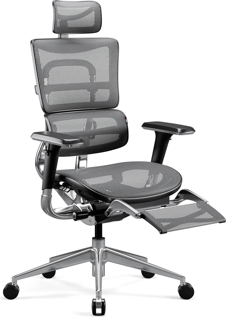Ergonomická kancelářská židle s podnožkou Normal Size, černý-šedý: Diablo V-Master
