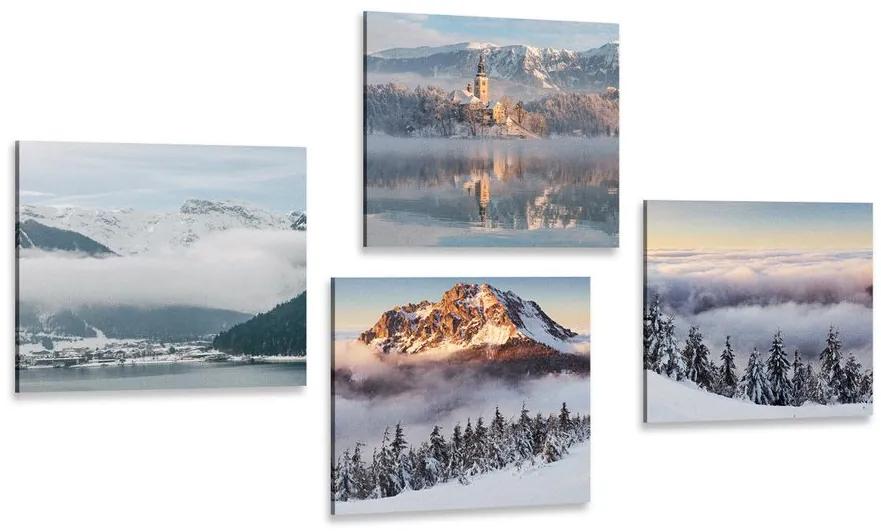 Set obrazů zimní zasněžená krajina Varianta: 4x 40x40