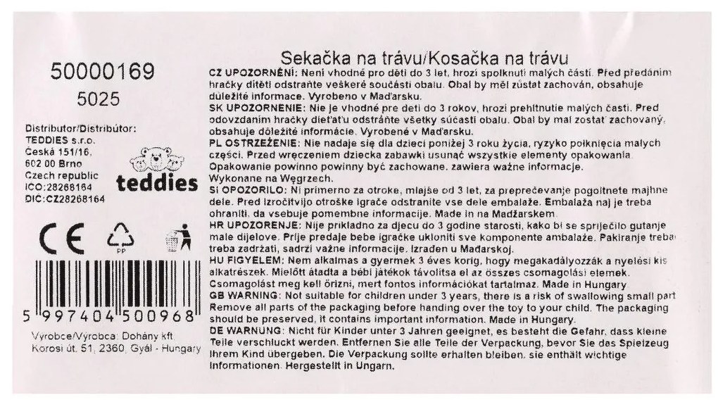 Teddies Sekačka na trávu plast 62cm