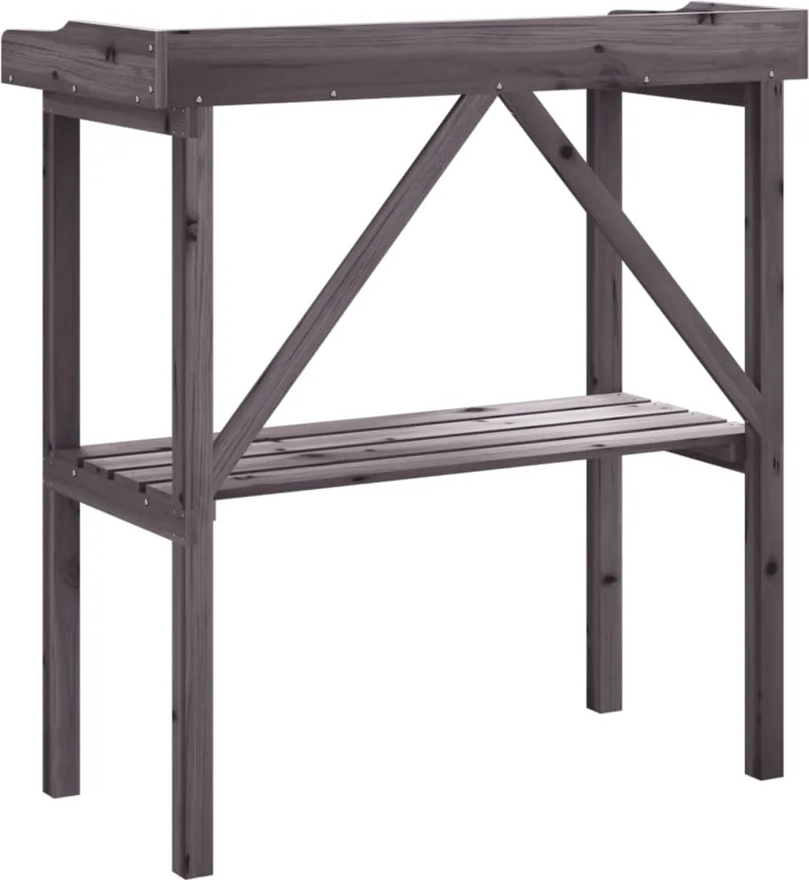 Přesazovací stůl s policí šedý 78 x 38 x 82,5 cm masivní jedle 156351