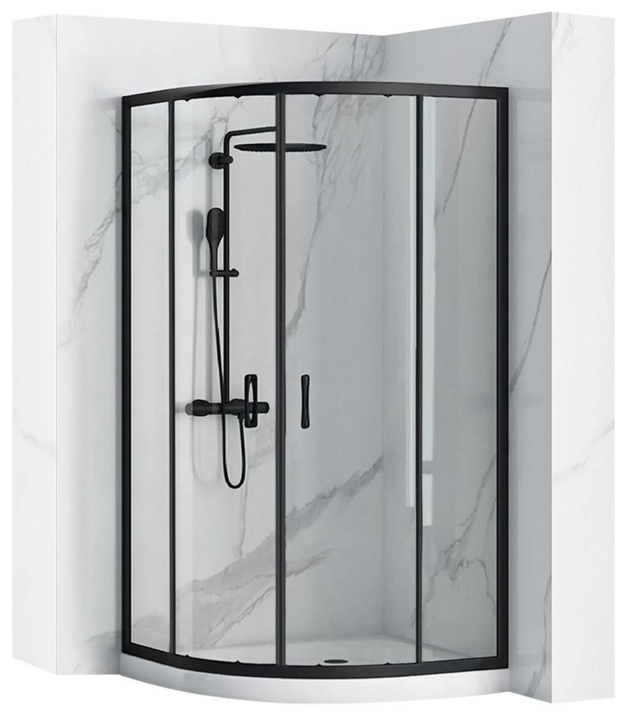Rea Look, čtvrtkruhový sprchový kout 80x80x190 cm + bílá sprchová vanička, KPL-10006
