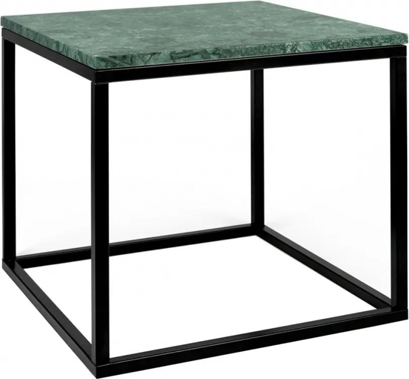 Odkládací stolek Xanti, černá podnož, mramor, zelená