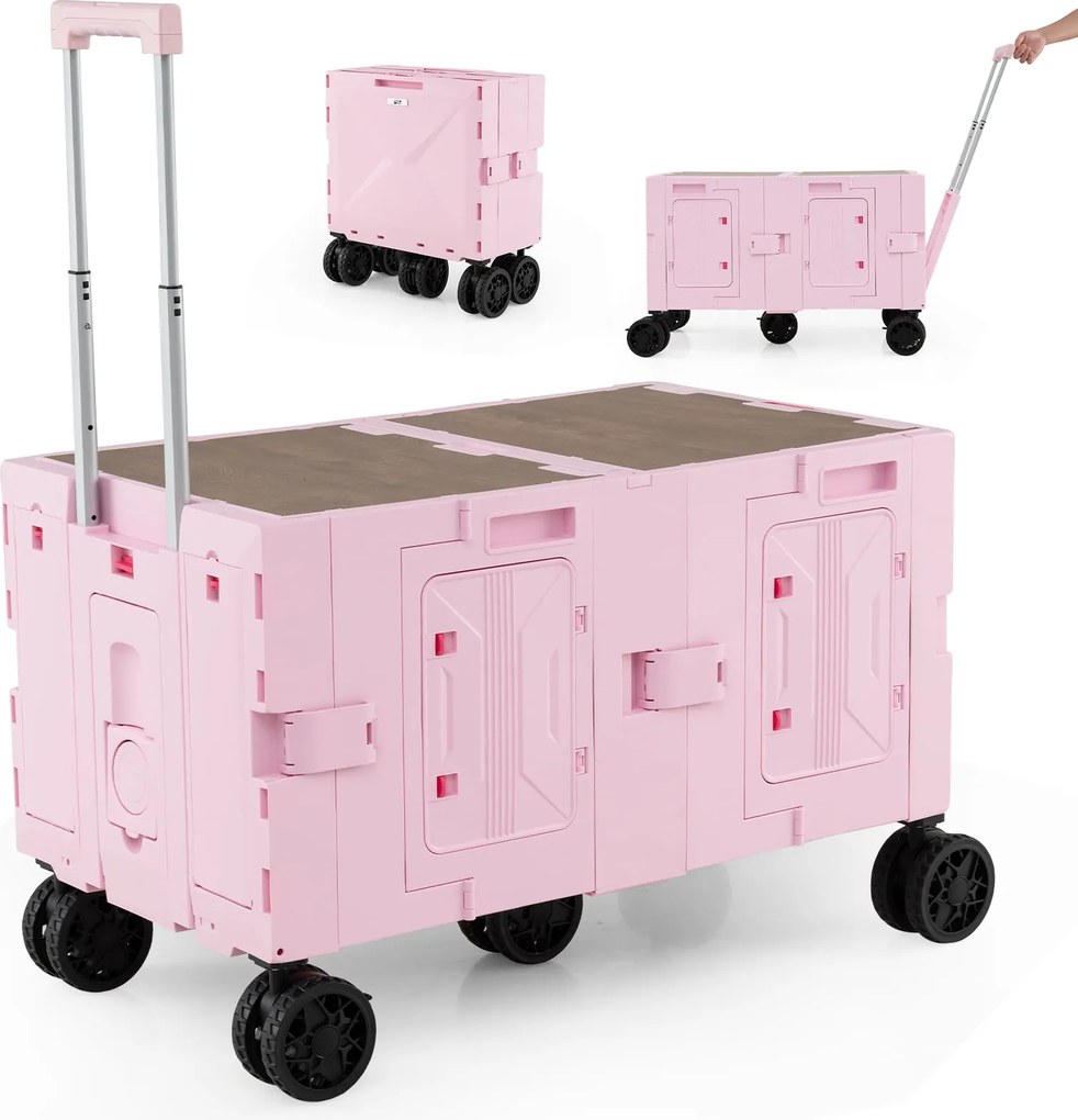 Costway Skládací ruční vozík se stolní deskou a 2 boxy