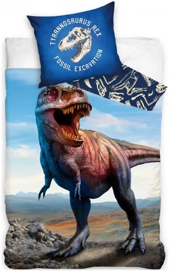 Bavlněné ložní povlečení Tyranosaurus Rex - motiv Fosil Excavation - 100% bavlna - 70 x 90 cm + 140 x 200 cm