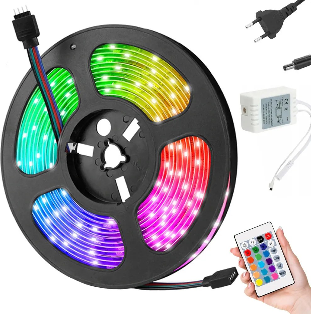 Verk Group Led pásek 5050 rgb 4,5 m vodotěsný set dálkového ovládání
