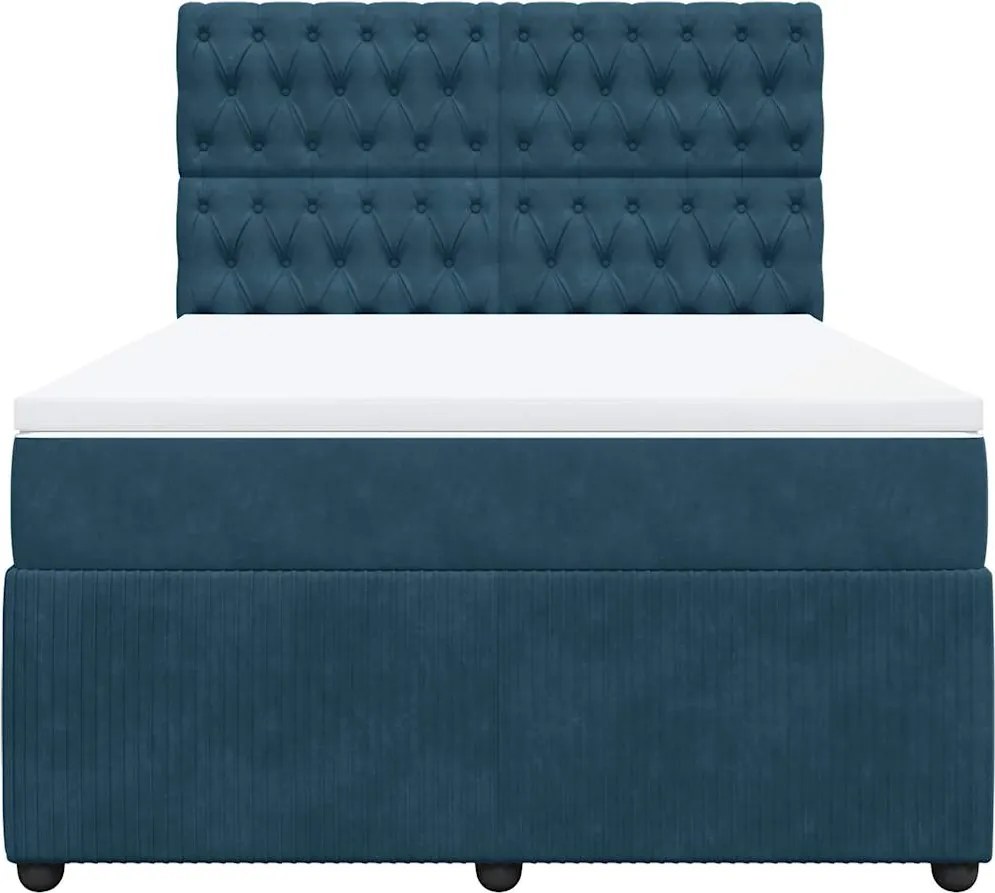Box spring postel s matrací tmavě modrá 160x200 cm samet 3292392